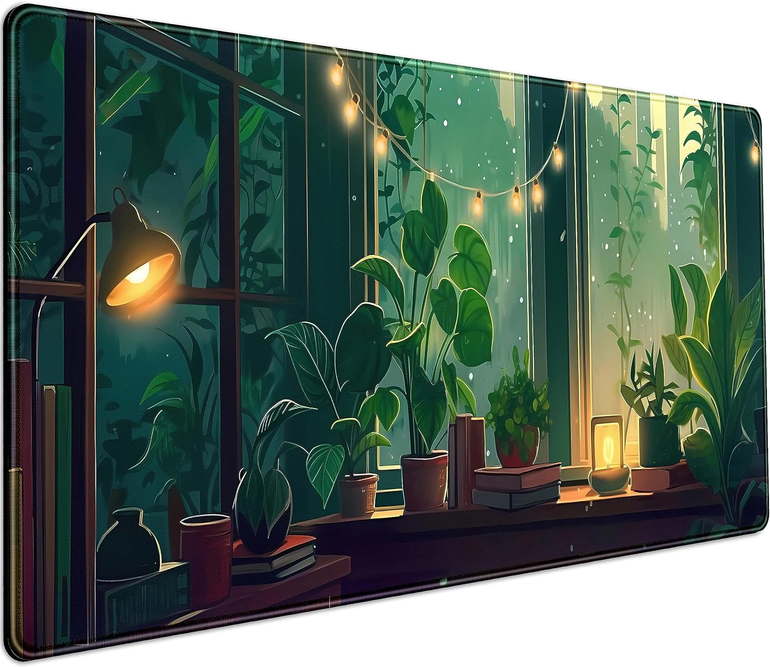 Cute Green Lofi Desk Mat Plants Mouse Pad Anime Forest Aesthetic Nature ...