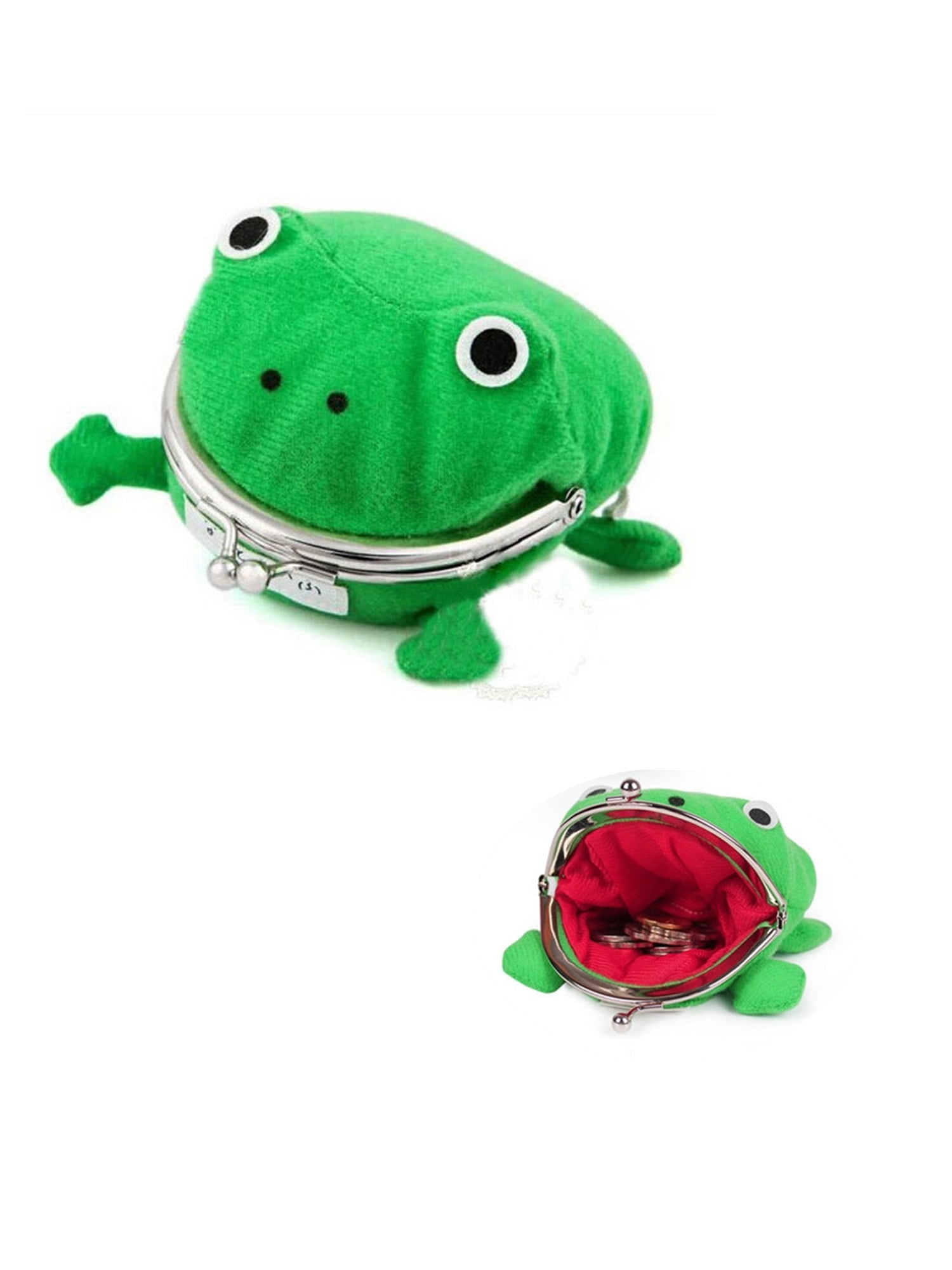 Cute Green Plush Frog Coin Purse, Frog Coin Key Mini Wallets For Kids ...