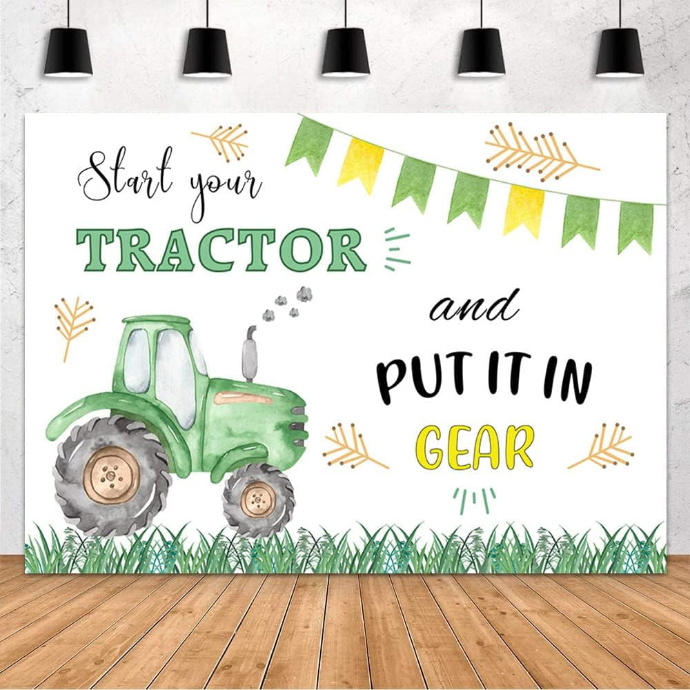 Cute Green Tractor Backdrop Decorations for Boy Farm Birthday Party ...