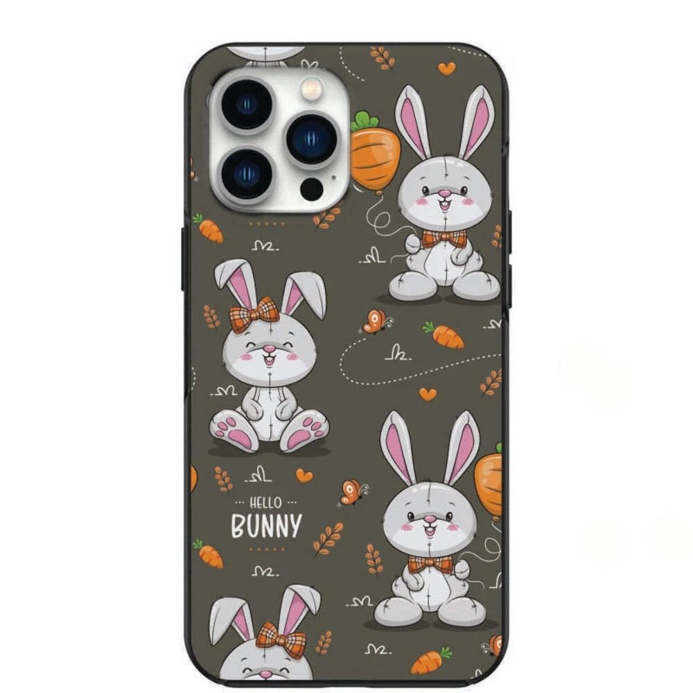 Cute Grey Bunny with an Orange Bow Easter Phone Case with iPhone 17 to ...