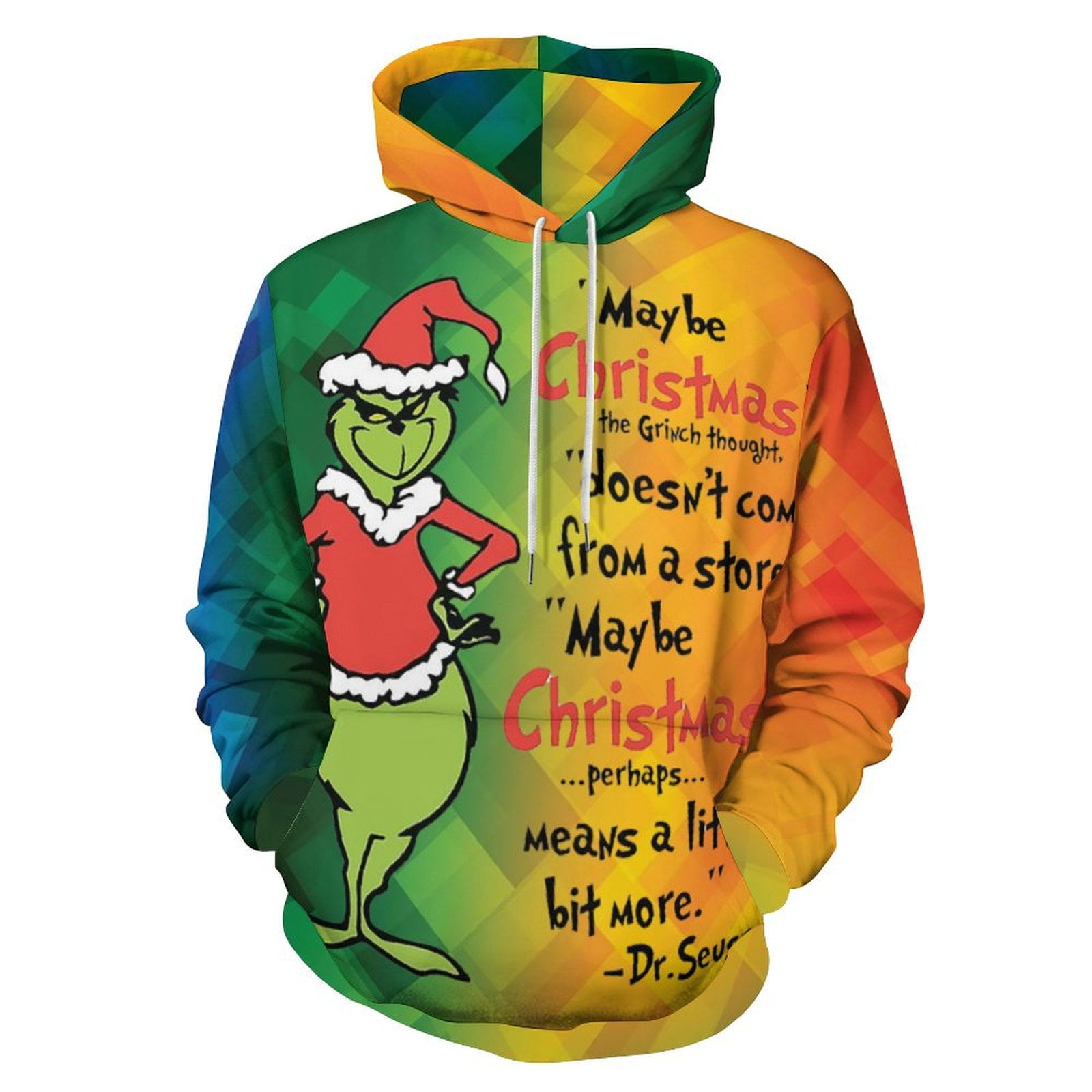 Cute Grin-ch Back Adult Sweater Pullover Hoodie 3D Printed Loose Hooded ...