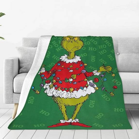 Cute Grin-ch Soft Lightweight Bed Blankets Plush Fuzzy Cozy Blanket ...