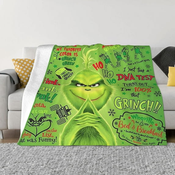 Cute Grin-ch Soft Lightweight Bed Blankets Plush Fuzzy Cozy Blanket ...