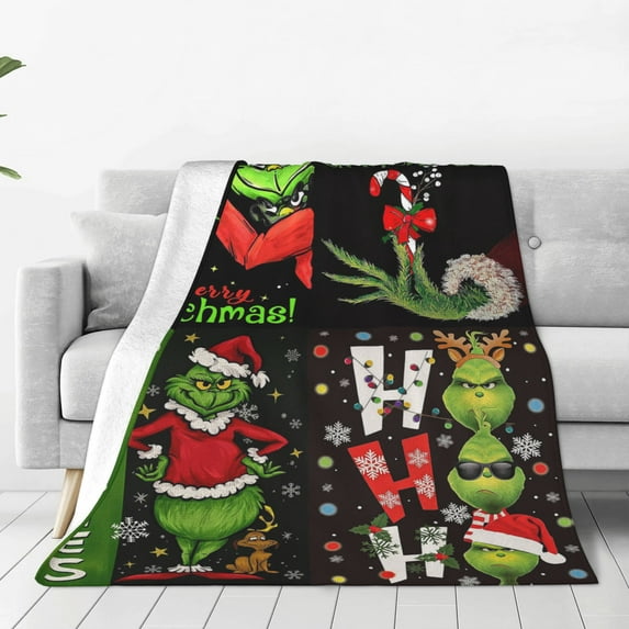 Cute Grin-ch Soft Lightweight Bed Blankets Plush Fuzzy Cozy Blanket ...