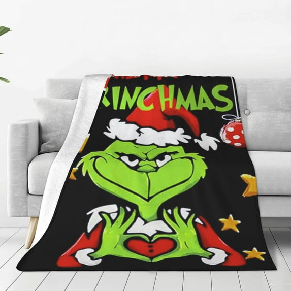 Cute Grin-ch Soft Lightweight Bed Blankets Plush Fuzzy Cozy Blanket ...