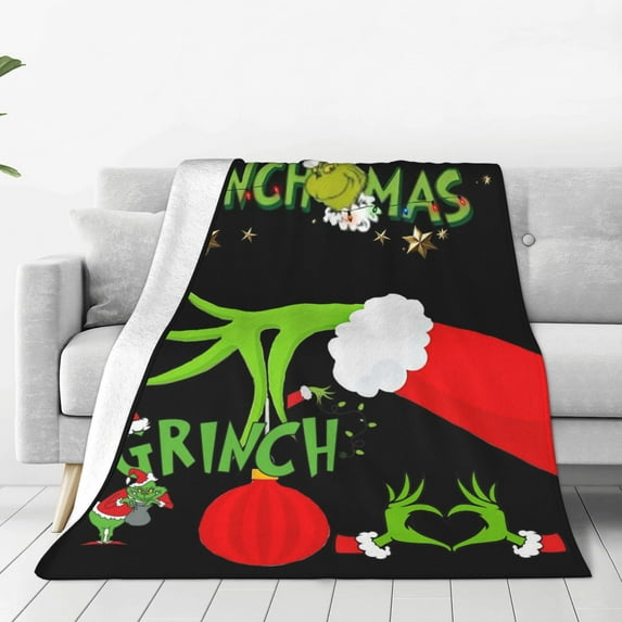 Cute Grin-ch Soft Lightweight Bed Blankets Plush Fuzzy Cozy Blanket ...