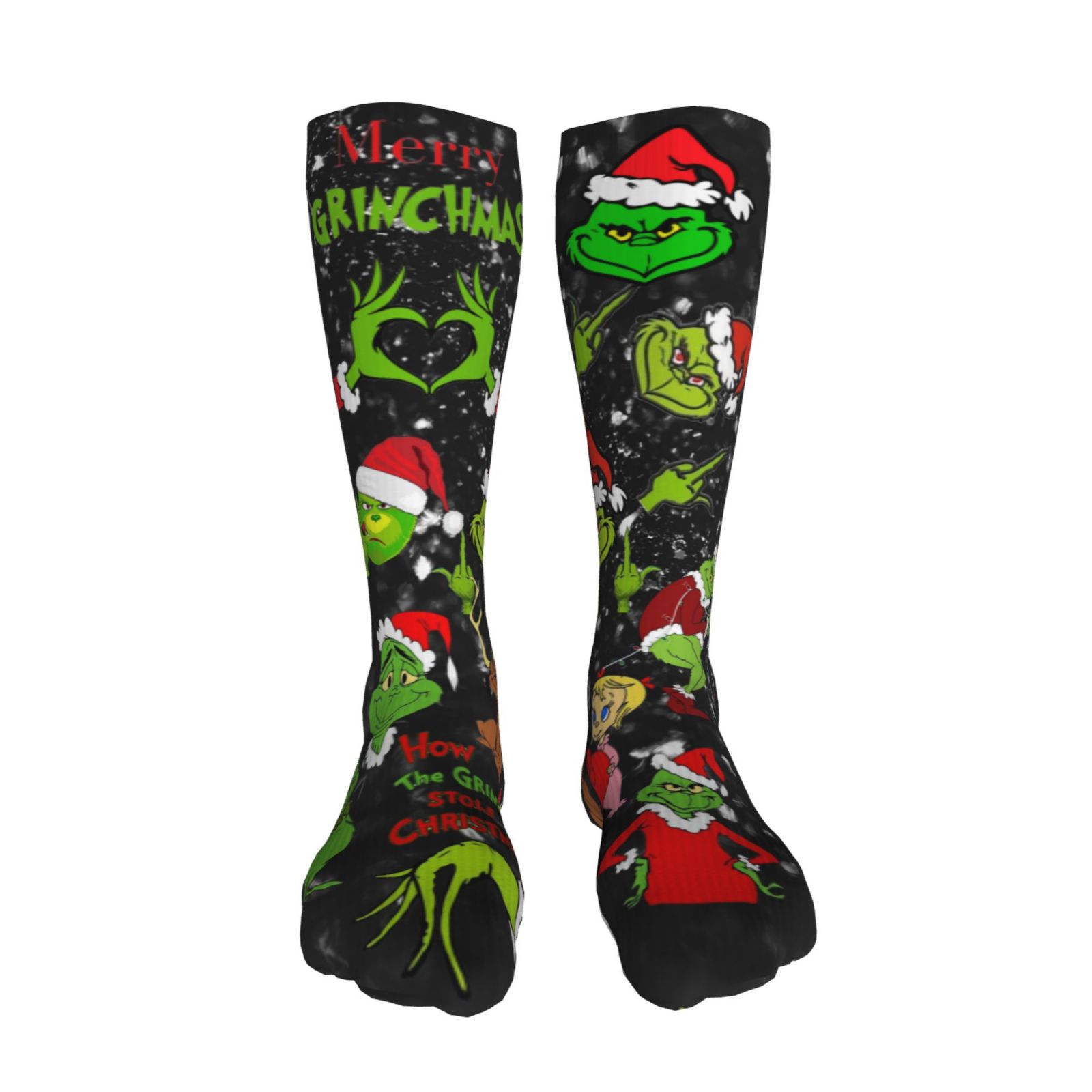 Cute Grin-ch Soft Socks No Show Ankle Cushion Sports Casual Crew Long ...