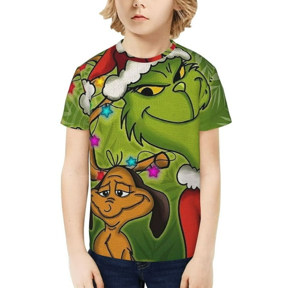 Cute Grin-ch Teenage T-shirt Shirts Round Neck Short Sleeve Tees ...