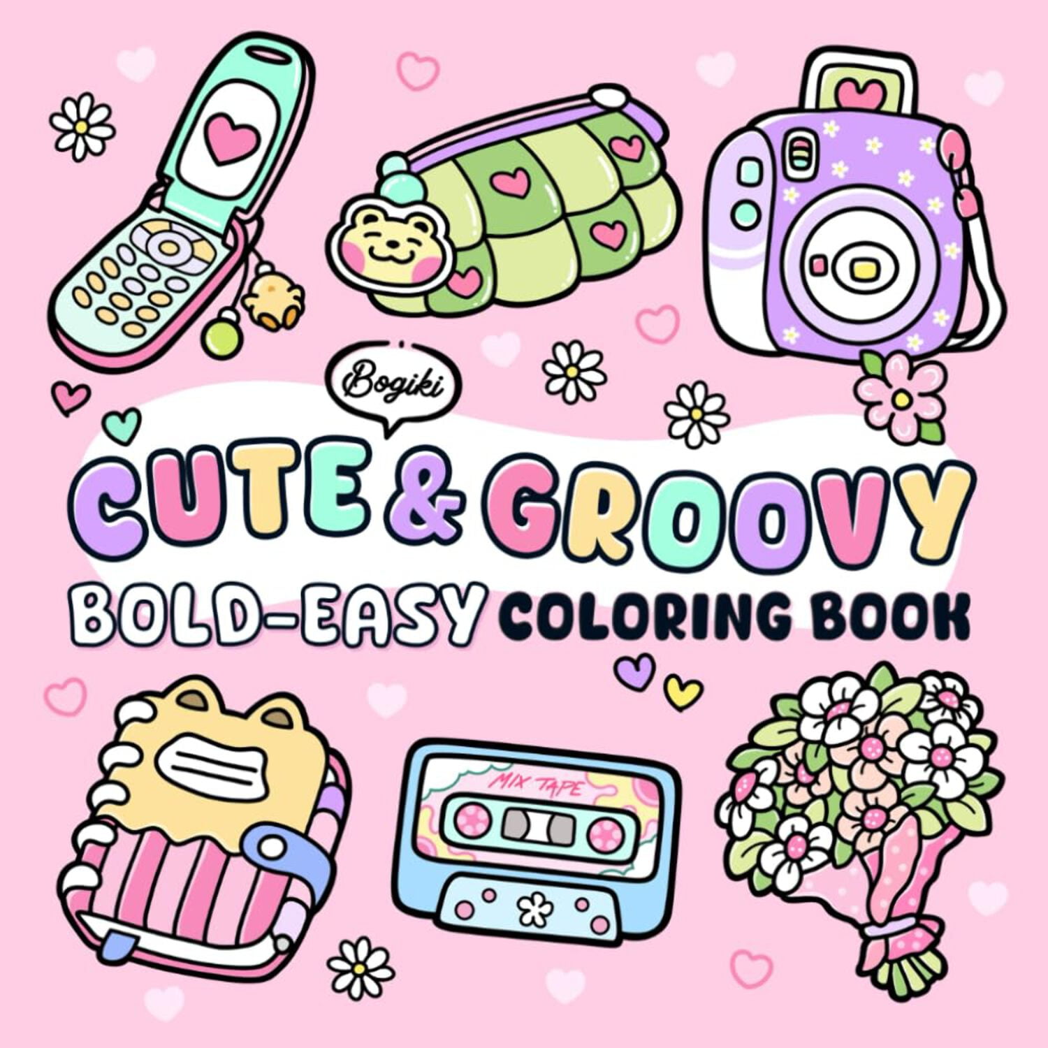 Cute Groovy: Relaxing Coloring Book for Adults, Big, Bold, and Easy ...
