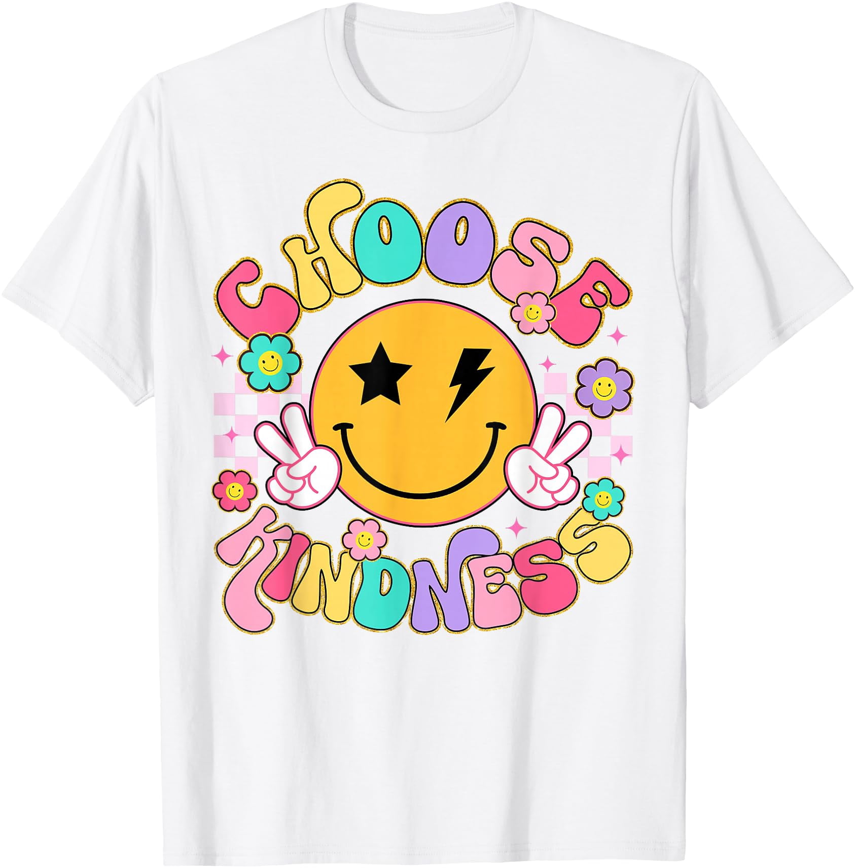 Cute Groovy Smile Face Inspirational Be Kind T-Shirt for Positive Vibes ...
