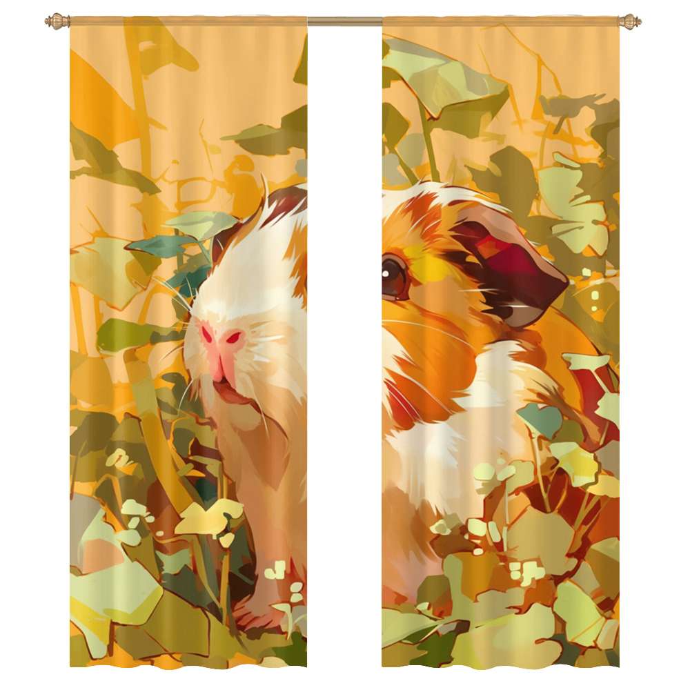 Cute Guinea Pig Modern Tulle Window Curtains for Living Room Luxury ...