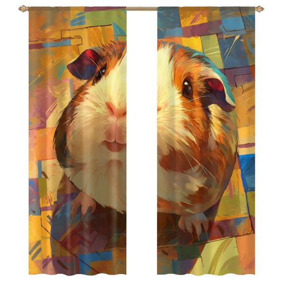 Cute Guinea Pig Modern Tulle Window Curtains for Living Room Luxury ...
