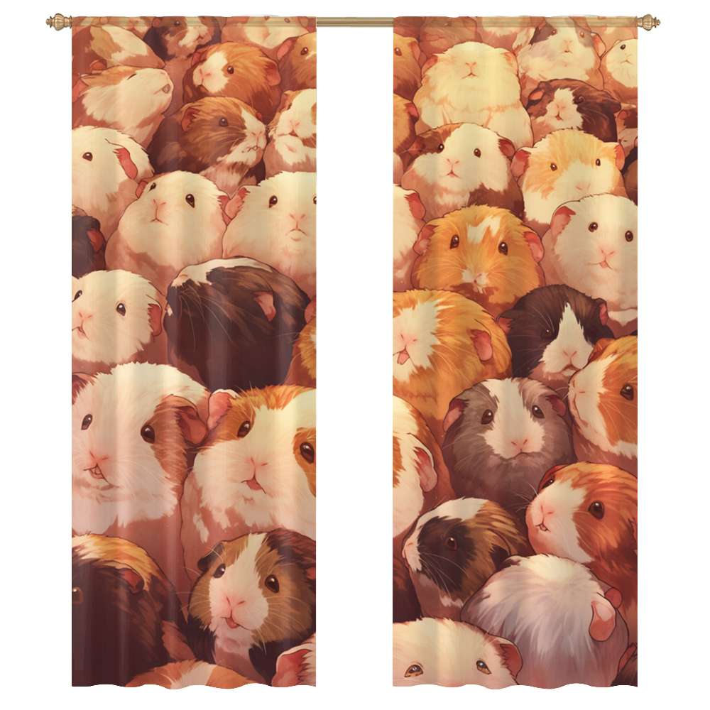 Cute Guinea Pig Modern Tulle Window Curtains for Living Room Luxury ...