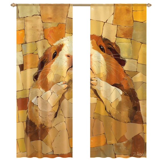Cute Guinea Pig Modern Tulle Window Curtains for Living Room Luxury ...
