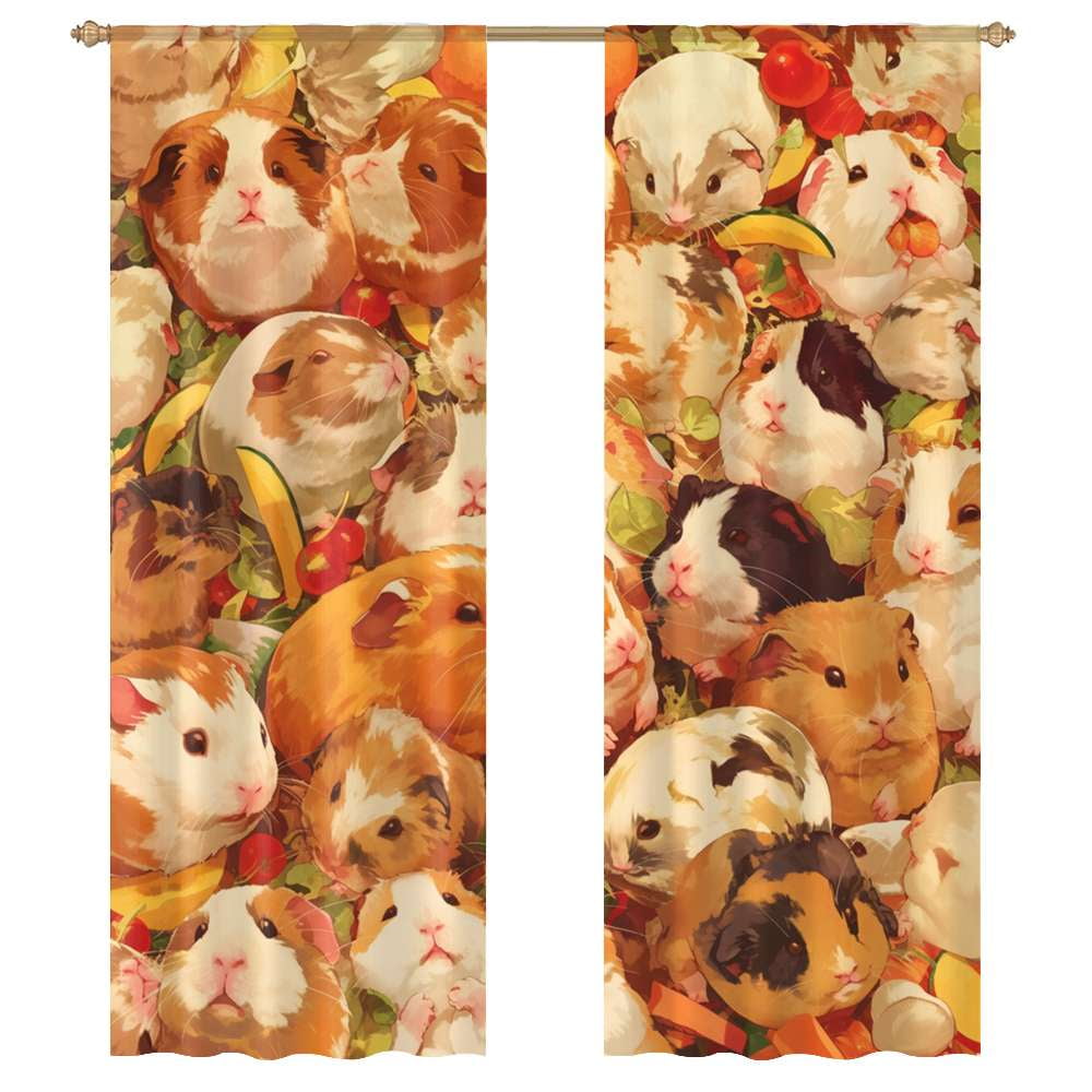 Cute Guinea Pig Modern Tulle Window Curtains for Living Room Luxury ...