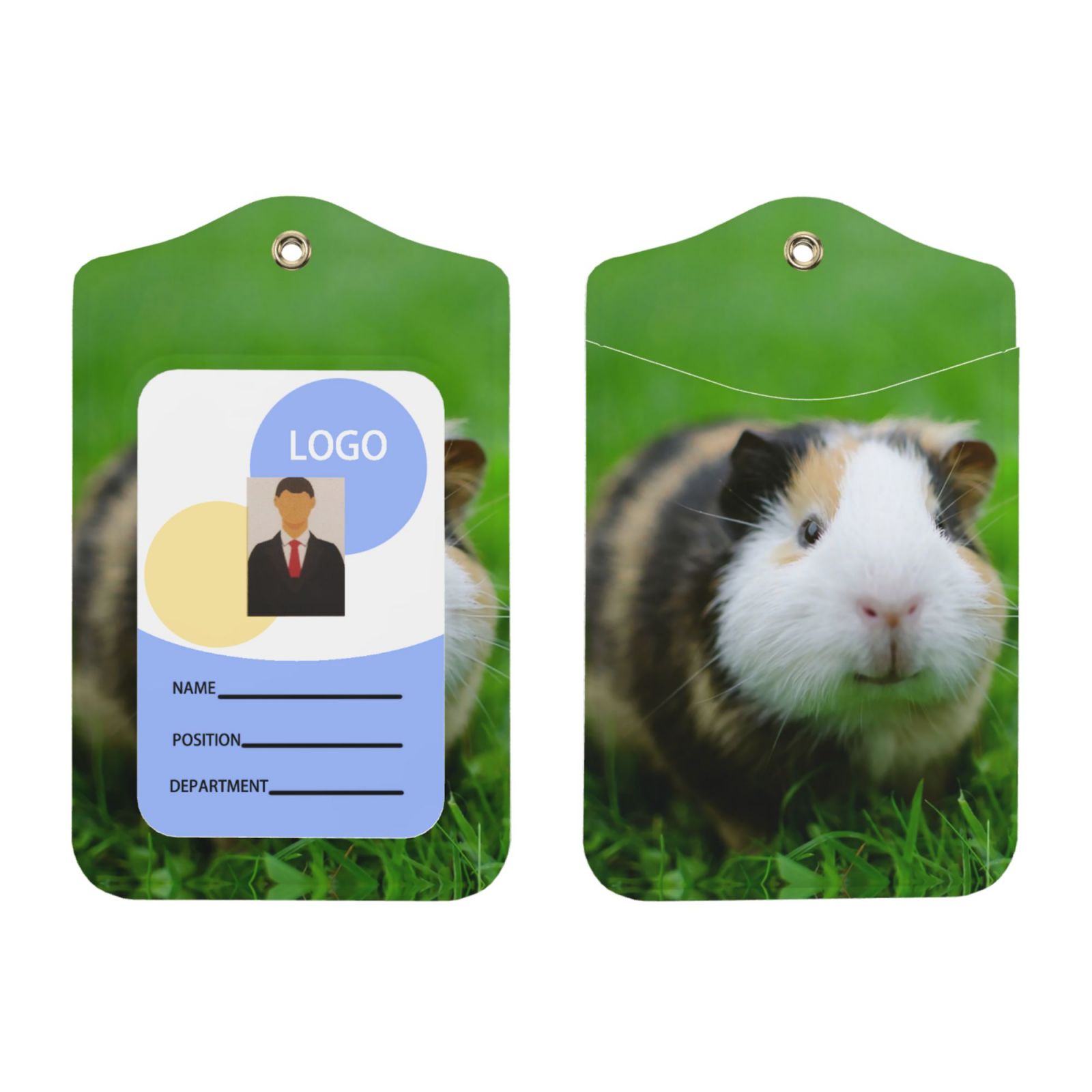 Cute Guinea Pig Pattern Id Card Badge Leather Holder Case Protector For ...