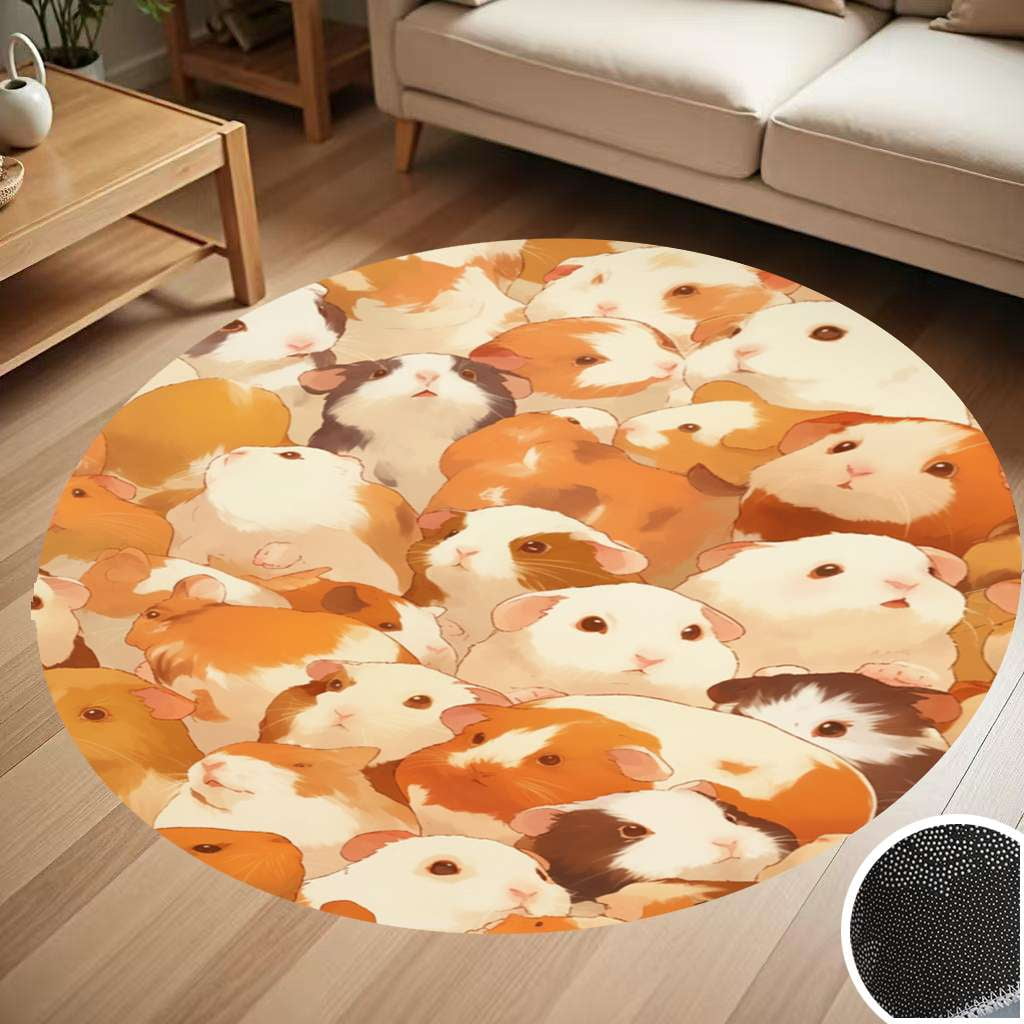 Cute Guinea Pig Round Carpet Living Room Bedroom Home Decoration Coffee ...