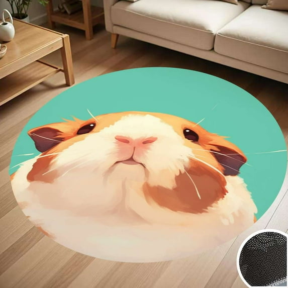 Cute Guinea Pig Round Carpet Living Room Bedroom Home Decoration Coffee ...