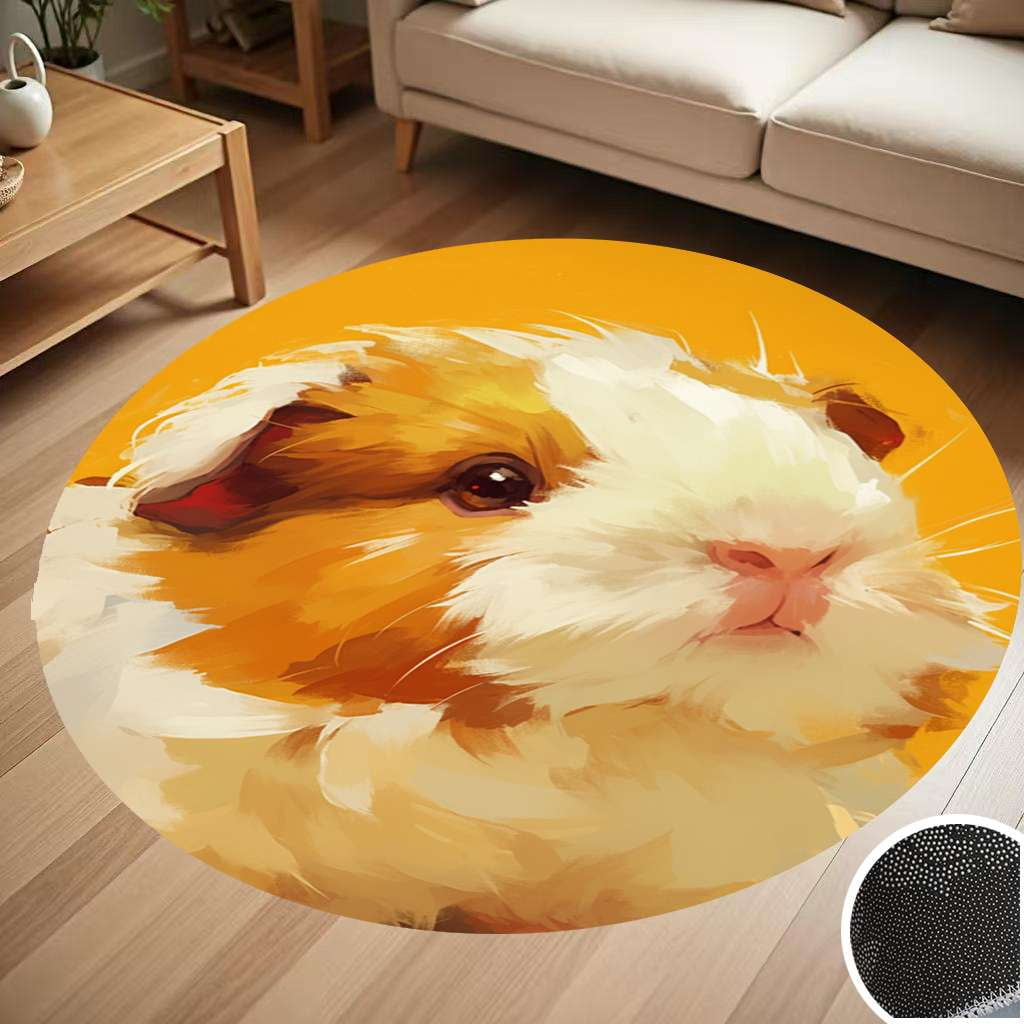 Cute Guinea Pig Round Carpet Living Room Bedroom Home Decoration Coffee ...