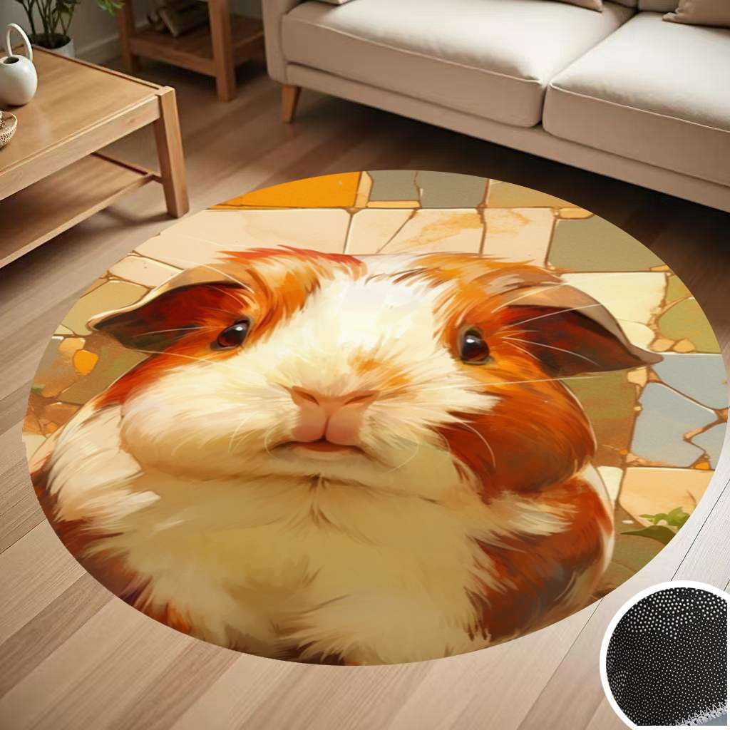 Cute Guinea Pig Round Carpet Living Room Bedroom Home Decoration Coffee ...