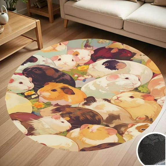 Cute Guinea Pig Round Carpet Living Room Bedroom Home Decoration Coffee ...
