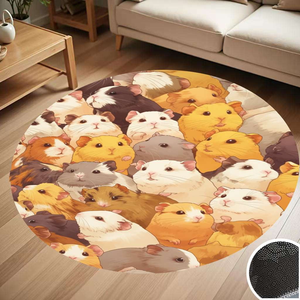 Cute Guinea Pig Round Carpet Living Room Bedroom Home Decoration Coffee ...