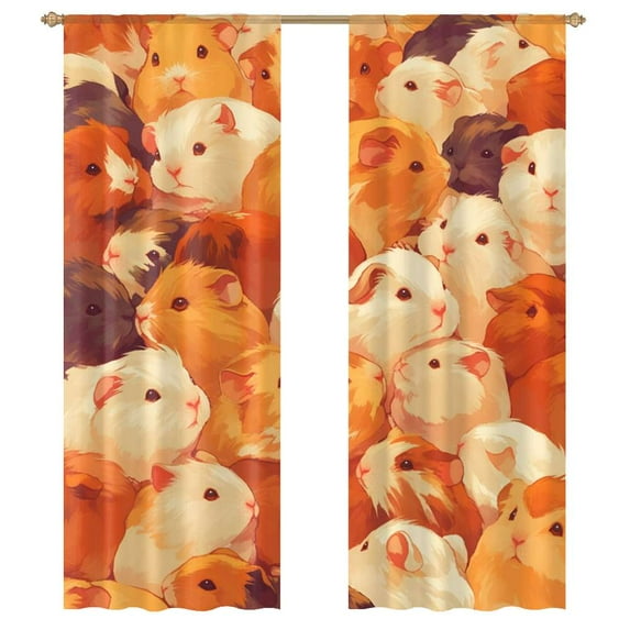 Cute Guinea Pig Sheer Voile Curtain Window Tulle Curtains For Living ...