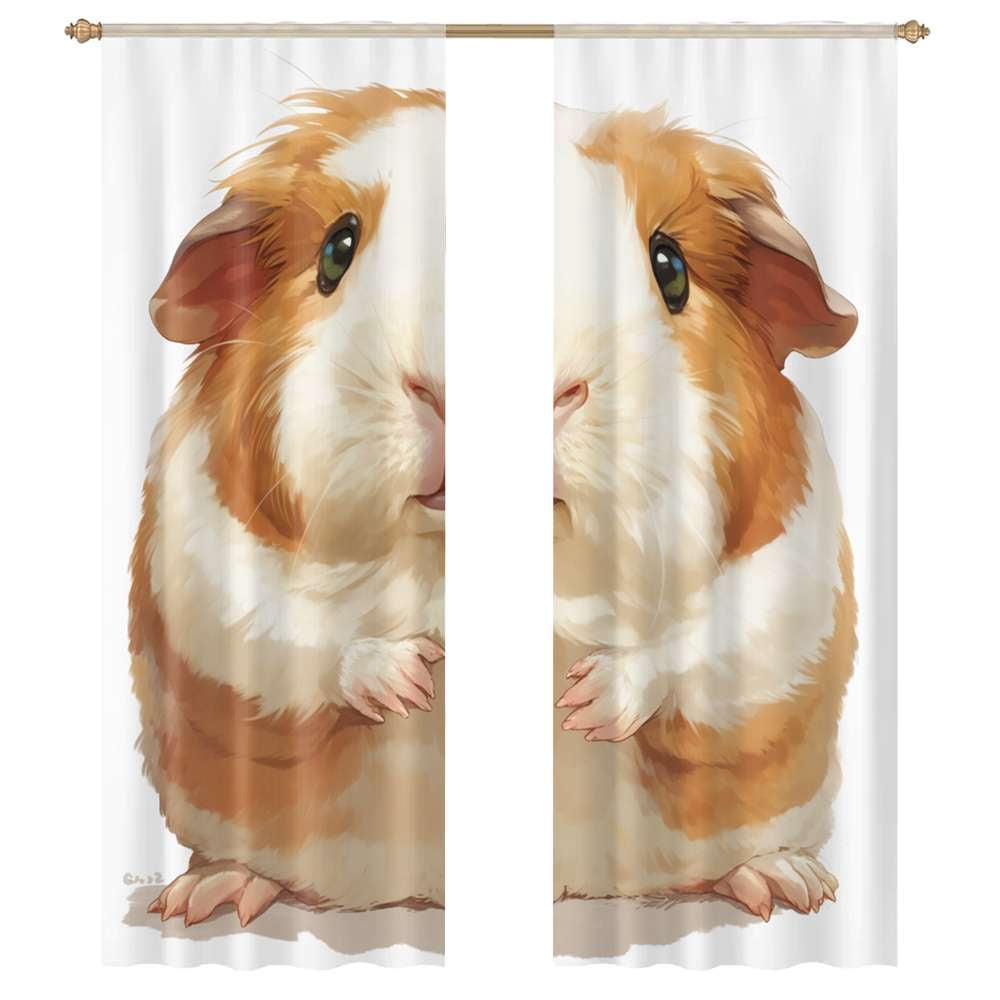 Cute Guinea Pig Sheer Voile Curtain Window Tulle Curtains For Living ...