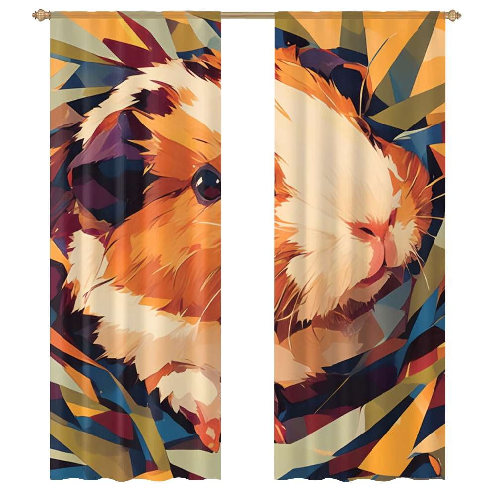 Cute Guinea Pig Sheer Voile Curtain Window Tulle Curtains For Living ...