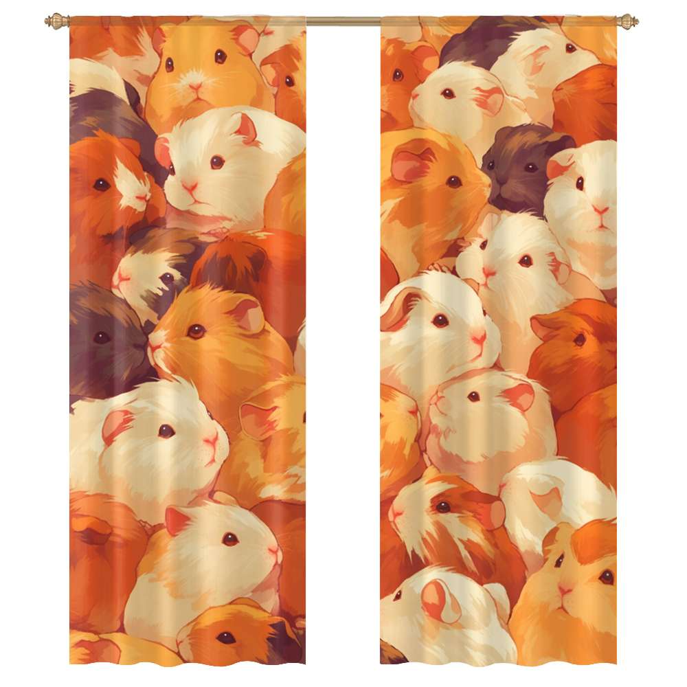 Cute Guinea Pig Sheer Window Curtains for Living Room Kitchen Bedroom ...
