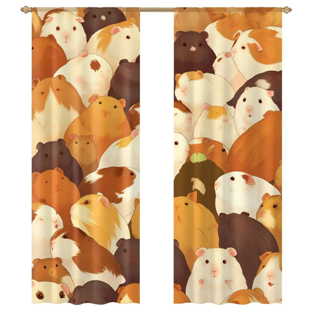 Cute Guinea Pig Sheer Window Curtains for Living Room Kitchen Bedroom ...