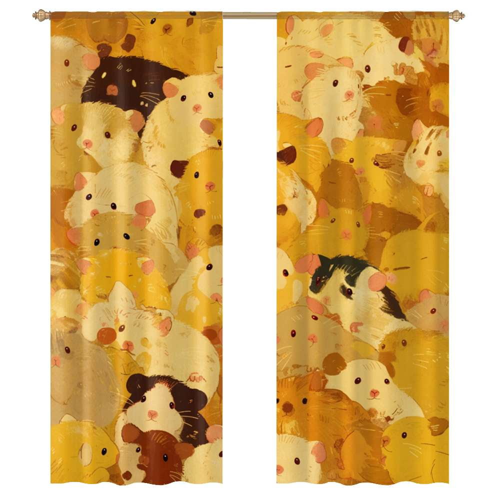 Cute Guinea Pig Sheer Window Curtains for Living Room Kitchen Bedroom ...