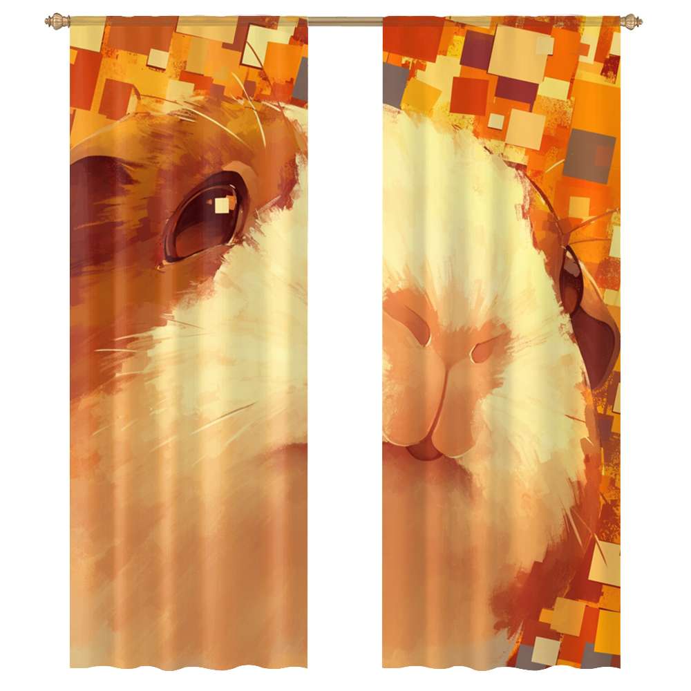 Cute Guinea Pig Sheer Window Curtains for Living Room Kitchen Bedroom ...