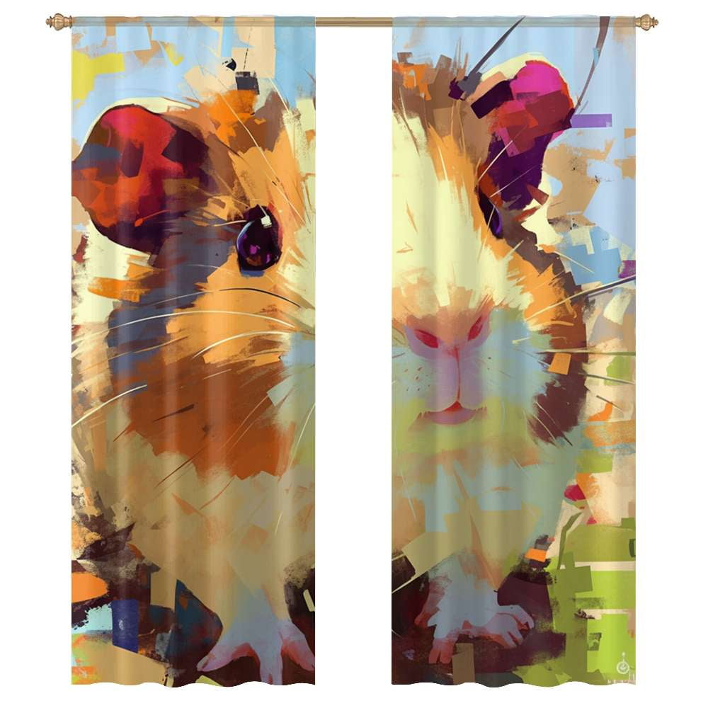 Cute Guinea Pig Tulle Curtains For Living Room Chiffon Sheer Voile ...