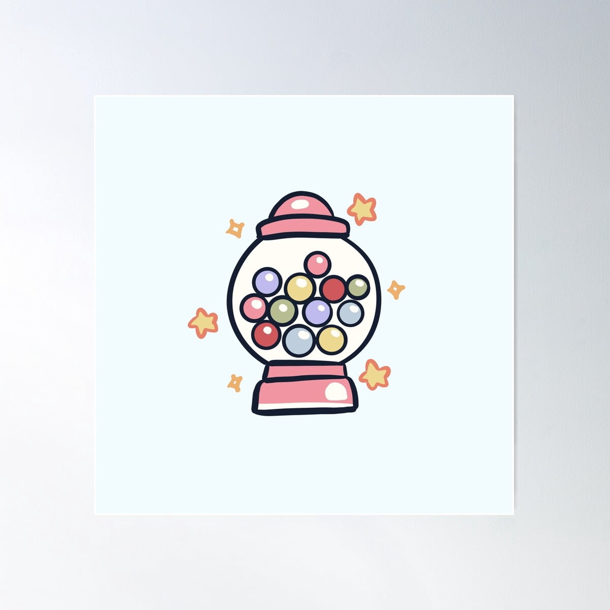 Cute Gumball Machine Poster Wall Art, Modern Wall Decor For Living Room ...