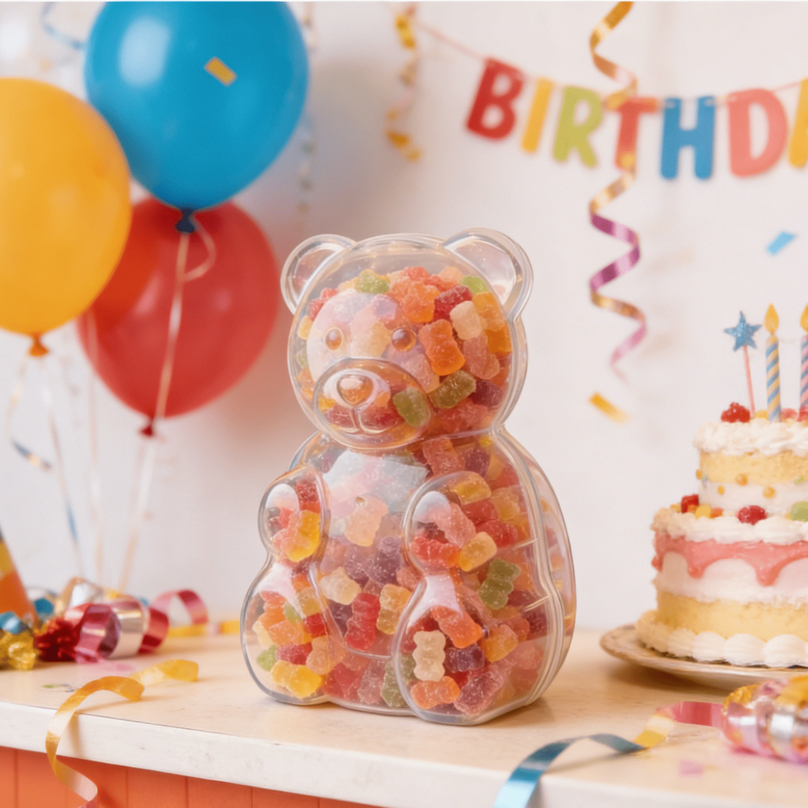 Cute Gummy Bear Container for Valentine's Day - 16inch Clear Plastic ...