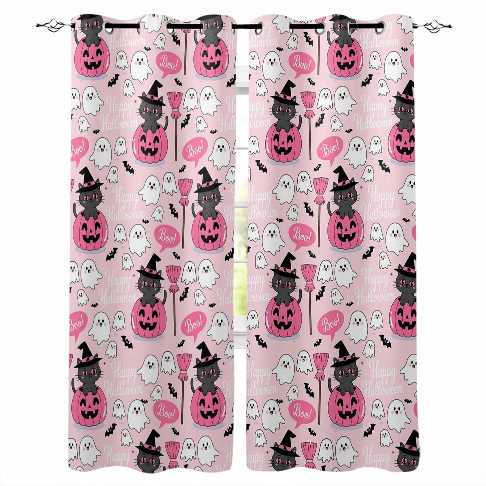 Cute Halloween Blackout Curtains 63 Inches Long, Spooky Pumpkins Fall ...