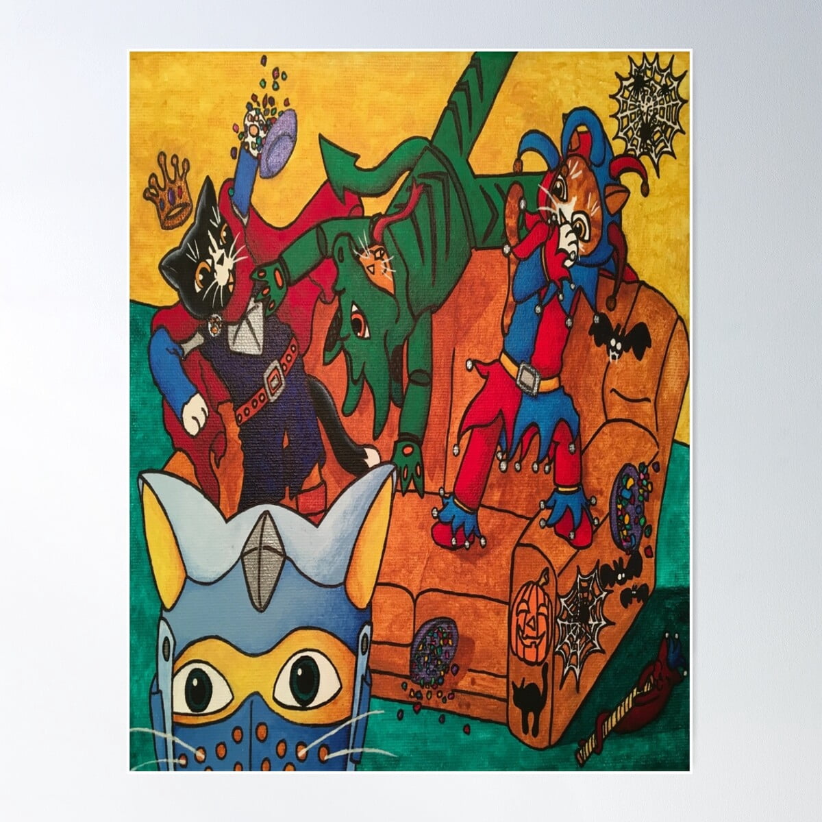 Cute Halloween Cats Medieval Knight Costumes Poster Wall Art, Modern ...