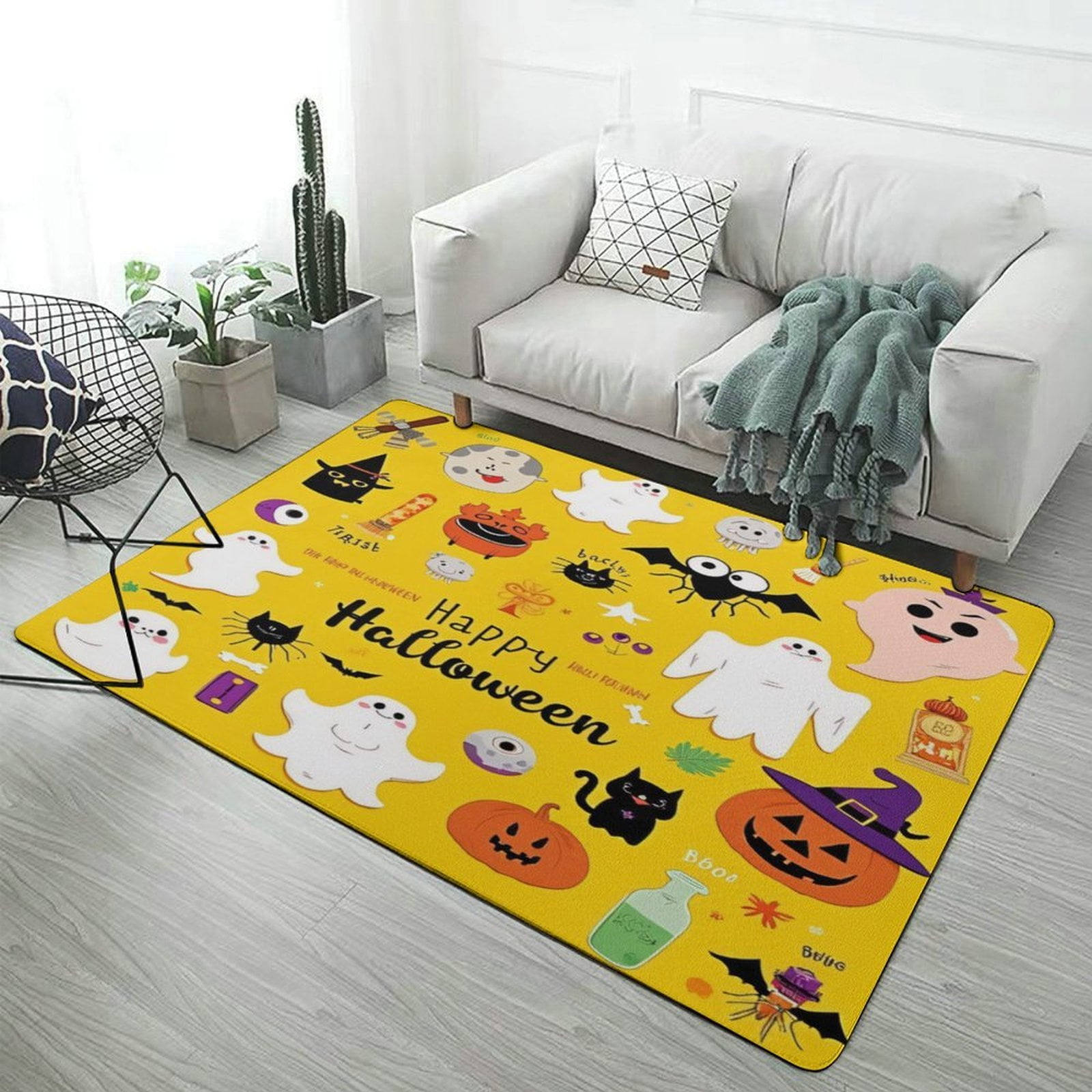 Cute Halloween Characters Pattern Home Decor Living Room Carpet Non ...