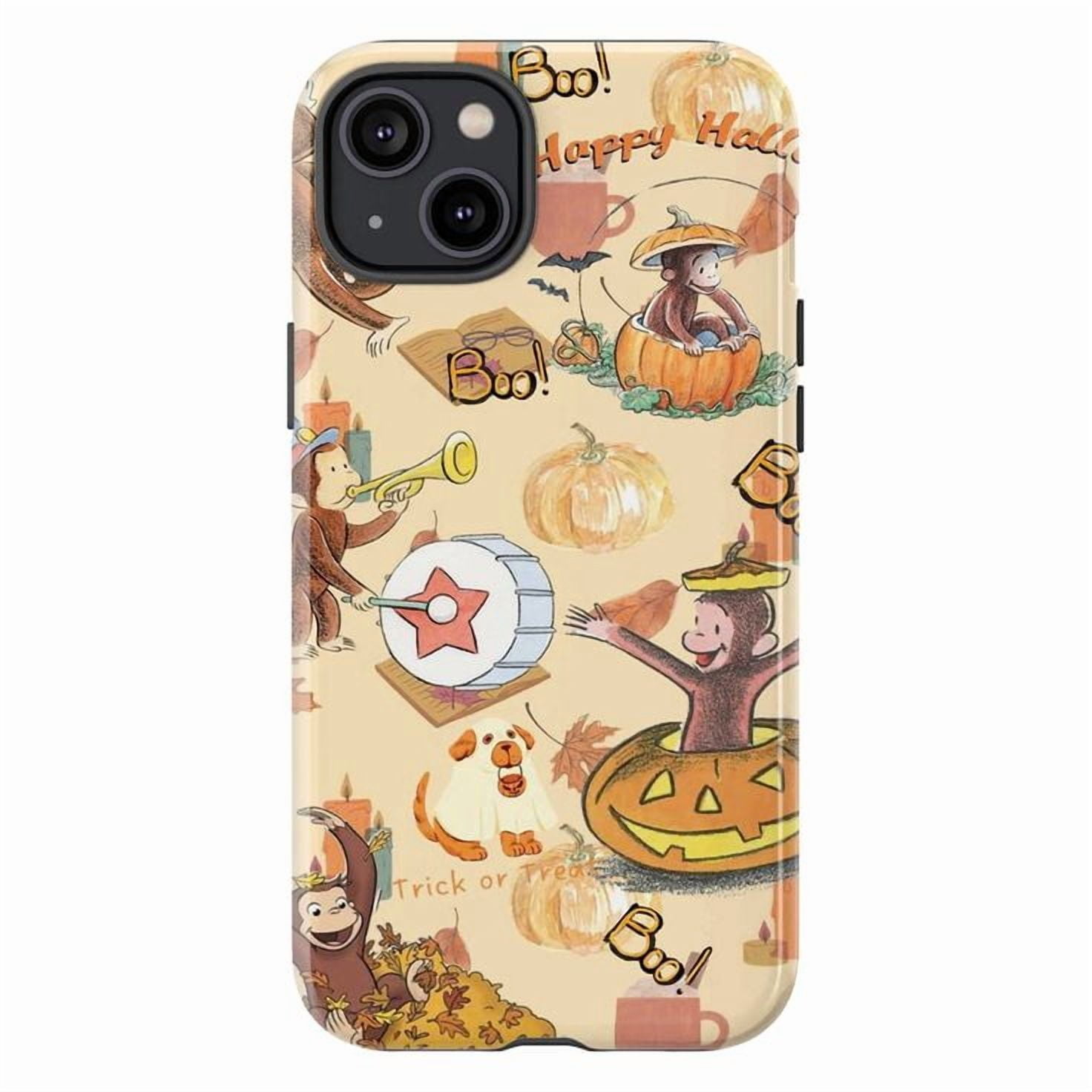 Cute Halloween Curious Monkey Pumpkin Phone Case, Fall Trick or Treat ...