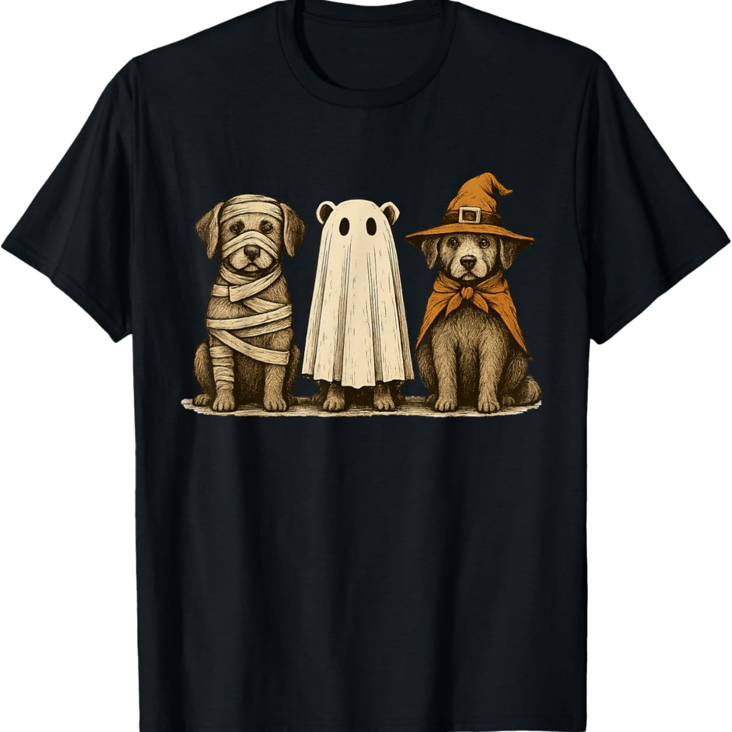 Cute Halloween Dogs Ghost Witch Mummy Funny Costume T-shirt - Walmart.com