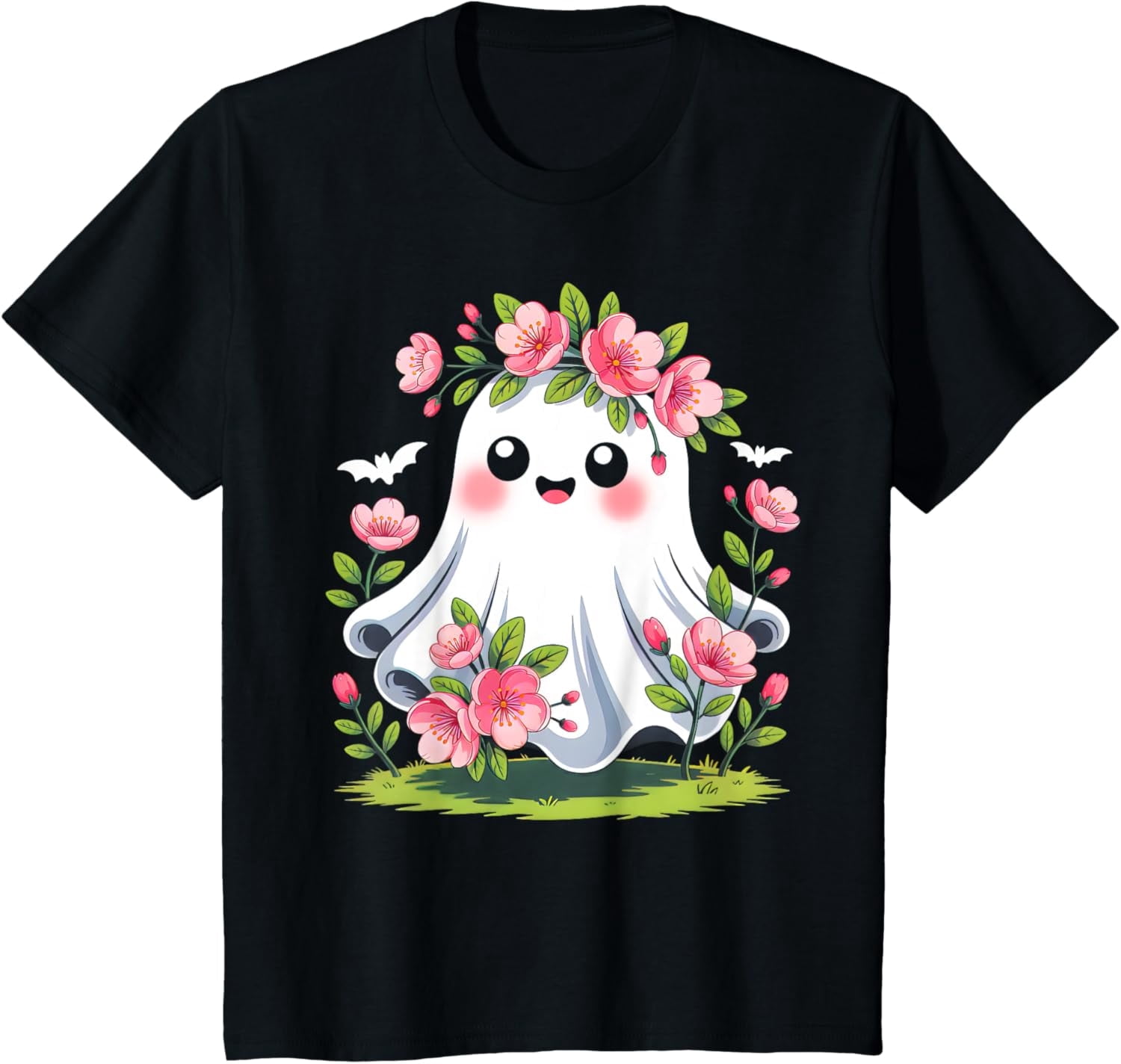 Cute Halloween Floral Ghost Spooky Season Girls Women Kids T-Shirt ...