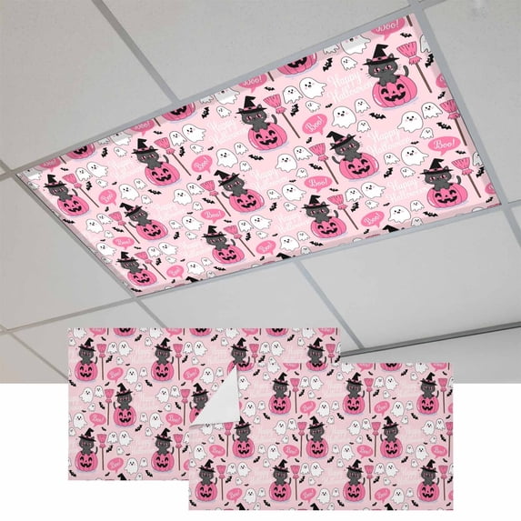 Cute Halloween Fluorescent Light Covers, Spooky Pumpkins Fall Bat Cat ...