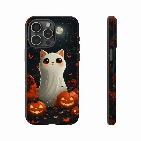 Cute Halloween Ghost Cat Graphic Phone Case for iPhone 11,12,13,14,15 ...