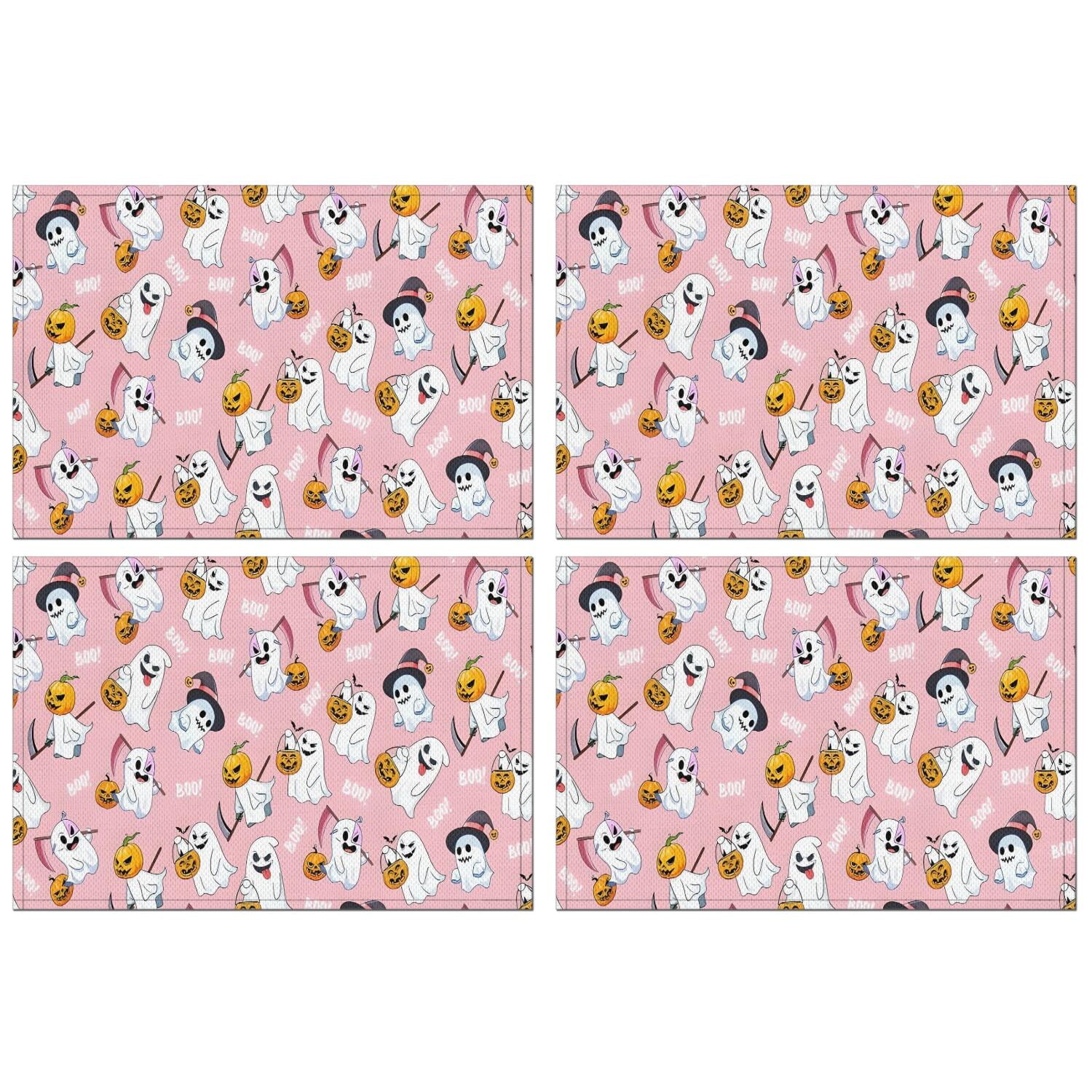 Cute Halloween Ghost Pattern Summer Placemats Table Placemats Set Of 4 ...