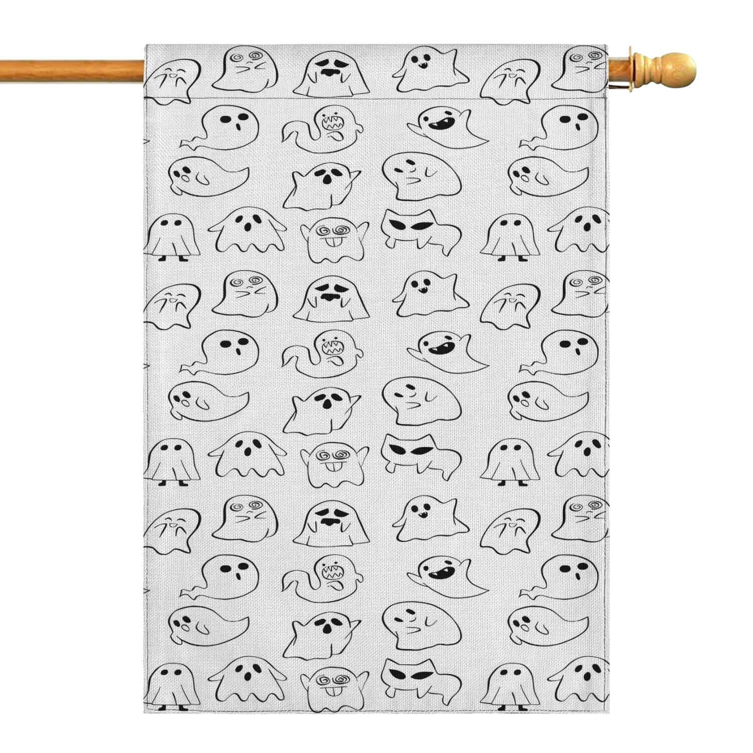 Cute Halloween Ghosts Pattern Fall Garden Flags 28"x40" Double Side ...