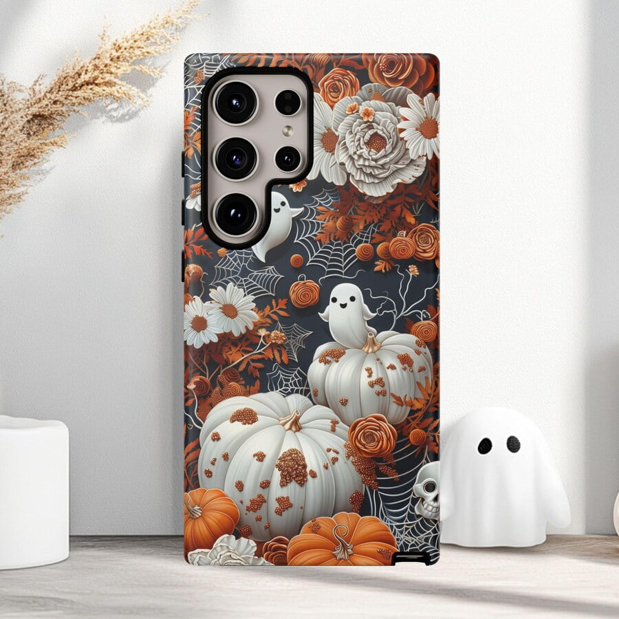 Cute Halloween Ghosts and Pumpkins Protective Phone Case 11 12 13 14 15 ...