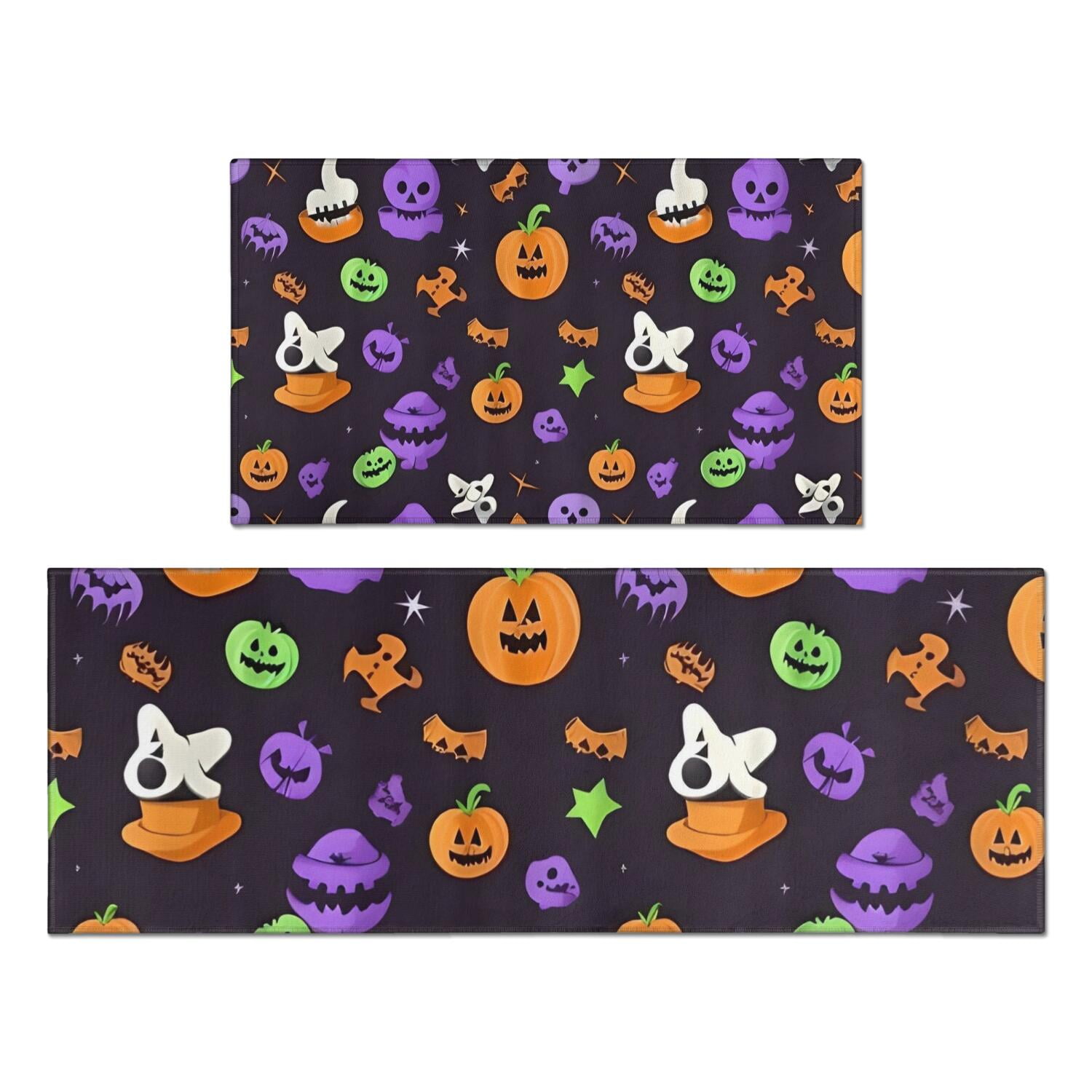 Cute Halloween Icons Pattern Kitchen Rugs Sets Of 2,Anti Fatigue ...