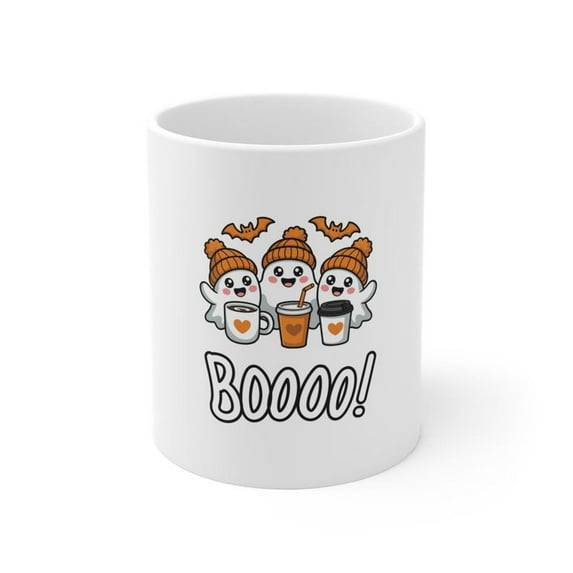 Cute Halloween Mug - B1Oo! Ghost & Pumpkin Design, Ghost Mug, Fall ...