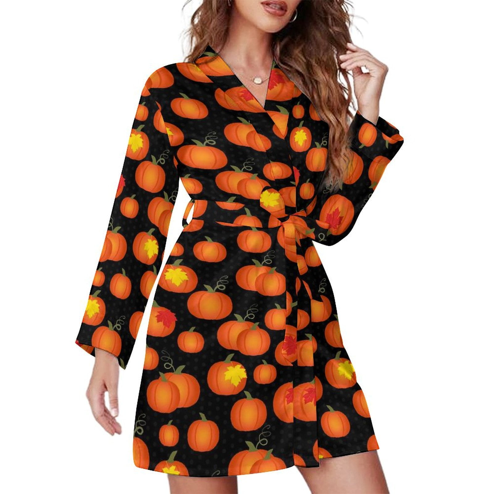 Cute Halloween Pajama Robe Black Cats Long-Sleeve Casual Pajamas Robes ...